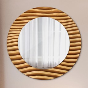 Kulaté dekorativní zrcadlo Dřevěná vlna fi 50 cm