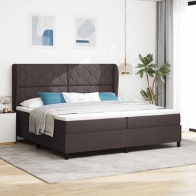 Postel s boxspringem s čelo Tmavě hnědá 200 x 200 cm textil 3340651