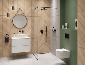 Invena Alonia, podomítková sprchová souprava s ruční a hlavovou sprchou, černá lesklá, INV-BS-70-004-V