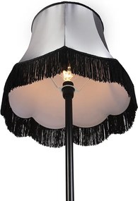 Retro stojací lampa černá se stínítkem Granny černý s šedou 45 cm - Simplo
