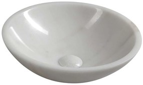 Sapho Blok - Umyvadlo na desku, průměr 40 cm, bez otvoru pro baterii, bílý mramor 2401-34