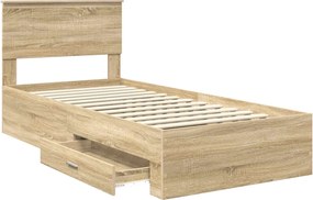 Rám postele se zásuvkou Dub sonoma 90 x 190 cm Kompozitní dřevo 3410951