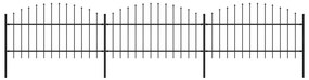 vidaXL Marketos Zahradní plot s kopím nahoře ocelový 537 x 125 cm černý