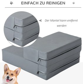 PawHut pet schody skládací dvoustupňová podložka pro psy a kočky šedá L45xW39xH20 cm ideální pro malá zvířata | Aosom.de