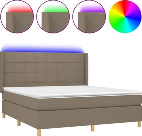 Box spring postel s matrací a LED taupe 160x200 cm textil 3138889