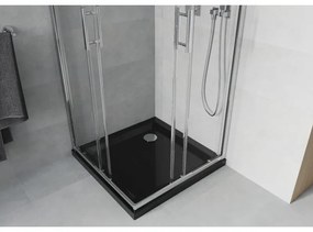 Mexen Rio čtvercový sprchový kout 70 x 70 cm, Průhledné, Chromovaná + sprchová vanička Flat, Černá - 860-070-070-01-00-4070
