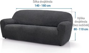 Super strečové potahy  RUBINIA antracitová dvojkřeslo (š. 140 - 180 cm)