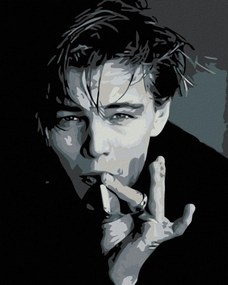 zuty malování podle čísel - leonardo dicaprio s cigaretou, 40x50 cm, bez rámu a bez vypnutí plátna