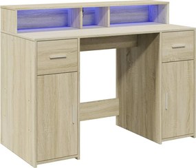 Psací stůl s LED dub sonoma 120 x 55 x 91 cm kompozitní dřevo 3309413