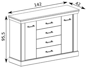 Obývací stěna Antica K | sestava B | 4 díly | kraft zlatý