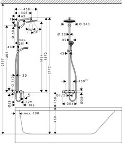 Hansgrohe Crometta - Termostatická vanová baterie Showerpipe S 240 chr