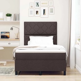 Postel s boxspringem s čelo Tmavě hnědá 120 x 190 cm textil 3339451