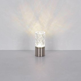 Nabíjecí stolní lampa LED Lunki, niklová barva, výška 19 cm, CCT