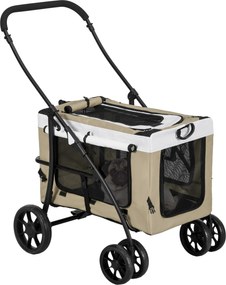 Kočárek pro psy Pet buggy Kočárek pro psy, skládací, odnímatelný košík, 81 x 58 x 97,5 cm, černá+khaki+bílá