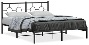 Kovový rám postele s čelem černý 160 x 200 cm - Default Title