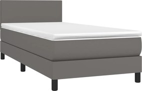 Box spring postel s matrací šedá 90x200 cm umělá kůže 3140985