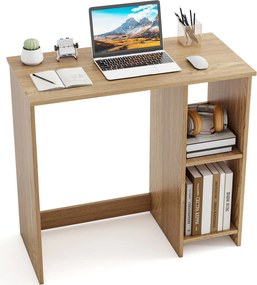Costway Malý psací stůl s 2 přihrádkami – 80 × 40 × 74 cm, přírodní
