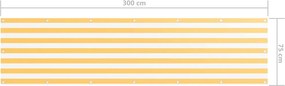 Balkónová zástěna bílo-žlutá 75 x 300 cm oxfordská látka 134900