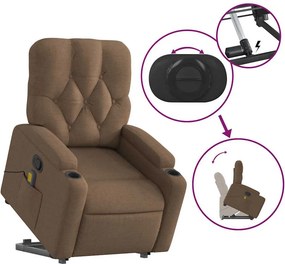 Zvedací masážní polohovací křeslo hnědé textil 3204726