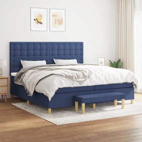 Box spring postel s matrací modrá 200x200 cm textil 3137507