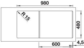 Blanco Adira 6 S, silgranitový dřez 1000x500x200 mm, 1,5-komorový, tartufo, BLA-527607