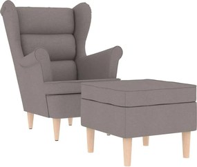 Křeslo s podnožkou taupe textil 3307995