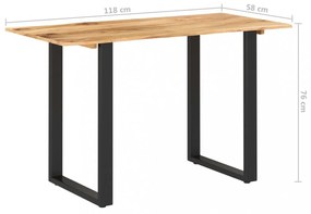 Jídelní stůl masivní dřevo / ocel Dekorhome 118x58x76 cm