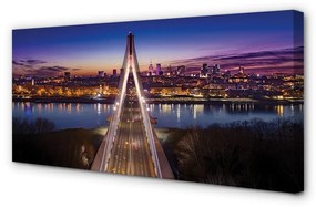 Obrazy na plátně Warsaw panorama říční most 125x50 cm