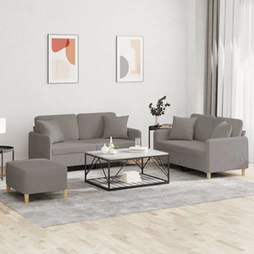 2dílná sedací souprava s polštáři tmavě šedá textil