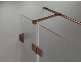 Mexen Lunar T, výklopný sprchový kout pravý 110 x 110 cm, 8mm čiré sklo, profil růžové zlato, 834T-110-110-60-00-P