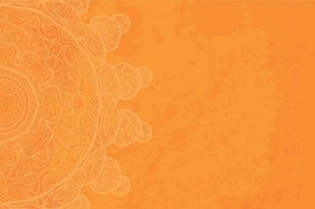 Tapeta oranžová arabeska na abstraktním pozadí - 375x250 cm