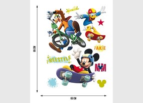 Dětská samolepka na zeď Disney Myšák Mickey na Skateboardu | 65 x 85 cm | DDK855
