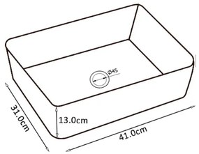 BPS-koupelny Keramické umyvadlo na desku HYD-LO-BL-410 41x31 cm, černé