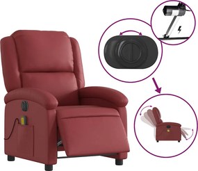 Elektrické masážní polohovací křeslo vínové umělá kůže 3204223
