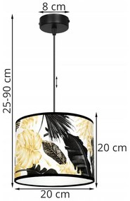 Závěsné svítidlo Gold Flowers, 1x bílé textilní stínítko s květinovým vzorem, (výběr ze 2 barev konstrukce)