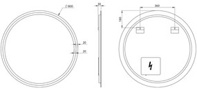Sapho Sapho, NYX kulaté zrcadlo s LED osvětlením, ø 80cm, NY800
