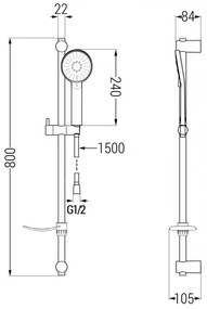 Mexen DF40 posuvný sprchový set, Zlatorůžová - 785404582-60