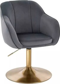LuxuryForm DESIGN Otočná židle AVOLA VELUR na zlatém talíři - tmavě šedá