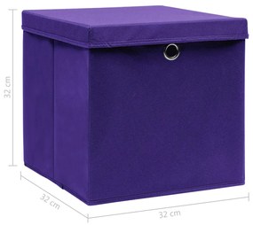 Úložné boxy s víky 4 ks fialové 32 x 32 x 32 cm textil - Default Title