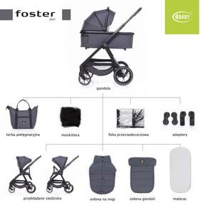 4Baby Kočárek 2v1 FOSTER  grafit