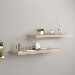 Plovoucí nástěnné police 2 ks dub 80 x 23,5 x 3,8 cm MDF 323878