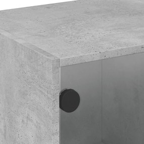 Konferenční stolek skleněná dvířka betonově šedý 68x50x42 cm - Default Title