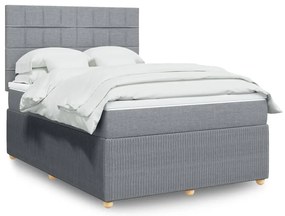 Box spring postel s matrací světle šedá 140 x 190 cm textil