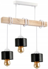 BERGE LED dřevěné závěsné stropní svítidlo, bílé, 3xE27 kelímek