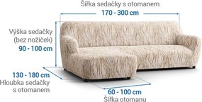 Bielastické potahy UNIVERSO NOVÉ žíhané béžové sedačka s otomanem vlevo (š. 170 - 300 cm)