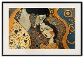 Plakát Objímající se pár - mozaikový portrét v duchu Klimta