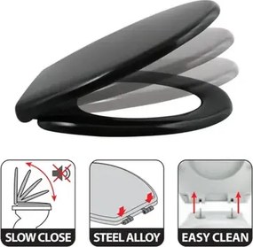 Spirella EASY CLIP WC prkénko černé / duroplast Thermodur