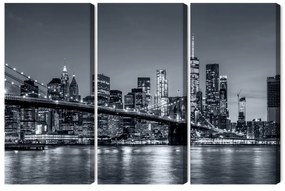 Vícedílný obraz Panorama New Yorku V Noci Nedostatek Nedostatek Přírodní plátno 180x120