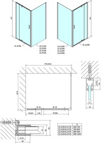 Polysan, Easy Line obdélníková sprchová zástěna pivot dveře 800-900x1000mm L/P varianta, brick sklo, EL1638EL3438