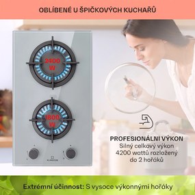 Klarstein Firetale, plynová varná deska, 2 hořáky, hliníkové hořáky, zemní plyn/propan